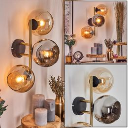 hofstein Koyoto Wandleuchte Glas 15 cm Gold, Schwarz, 3-flammig