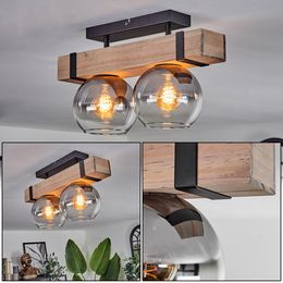 hofstein Montgomery Deckenleuchte Glas 15 cm Naturfarben, Schwarz, 2-flammig