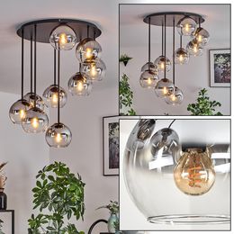 hofstein Koyoto Deckenleuchte Glas 15 cm Klar, Rauchfarben, 9-flammig