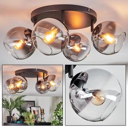 hofstein Koyoto Deckenleuchte Glas 15 cm Klar, Rauchfarben, 4-flammig