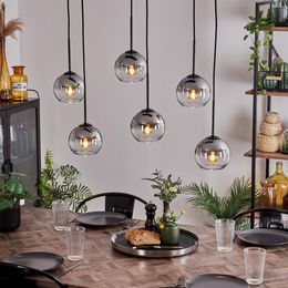 hofstein Koyoto H&auml;ngeleuchte Glas 15 cm Klar, Rauchfarben, 6-flammig