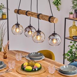 hofstein Koyoto Pendelleuchte Glas 15 cm Naturfarben, Schwarz, 4-flammig