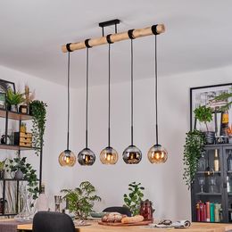 hofstein Koyoto Pendelleuchte Glas 15 cm Naturfarben, Schwarz, 5-flammig