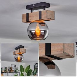 hofstein Montgomery Deckenleuchte Glas 15 cm Naturfarben, Schwarz, 1-flammig