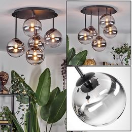 hofstein Chehalis Deckenleuchte Glas 15 cm Klar, Rauchfarben, 5-flammig