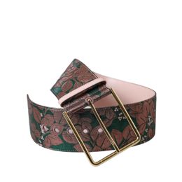 Dolce & Gabbana Dolce & Gabbana Mehrfarbiger Floraler Jacquard Lurex G&uuml;rtel mit Goldverschluss