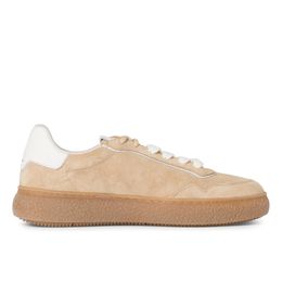 Tamaris Damen Beige Wei&szlig; Leder Fashion Stripe Schn&uuml;rschuhe