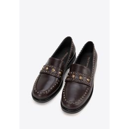 Wittchen Damen-Lederslipper mit Ziernieten, braunes Naturleder