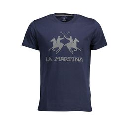 La Martina Chic Rundhalsausschnitt Baumwollshirt in Blau