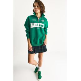 R&uuml;ckenbedruckter Langarm-Zipper-Kragen-Sweatshirt