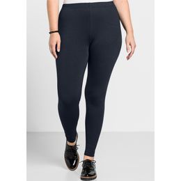sheego Damen Leggingstiefblau, Gr. 46, unifarben, 95% Baumwolle, 5% Elasthan, Hosen