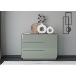 Sideboard, B:137cm H:102cm T:42cmolivgr&uuml;n matt lack, glas olivgr&uuml;n glanz, SET ONE BY Musterring, Glas, Holzwerkstoff, Wohnzimmer, Sideboards, "Reno",