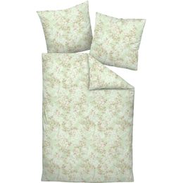 Bettw&auml;sche Janinegr&uuml;n rosa, Interlock-Jersey, Obermaterial: 100% Baumwolle, Bettw&auml;sche, "CARMEN S 55127 07 * 155X220,80x80", mit Rei&szlig;verschluss