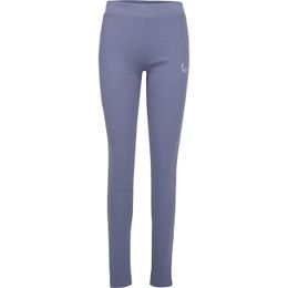 Karl Kani Damen Leggings "Karl Kani Damen KW221-023-1 Small Signature Slit Rib Leggings", blau, Gr. XL, 95% Baumwolle, 5% Elasthan, Hosen