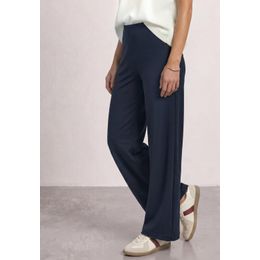 Street One Damen Jerseyhoseshadowed navy, Gr. 44, unifarben, Jersey, 61% Viskose, 32% Polyamid, 7% Elasthan, Hosen, High Waist