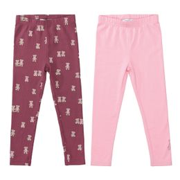 STACCATO M&auml;dchen Leggingsberry, aop, schwarz rose, Gr. 116, unifarben mit Farbeinsatz, Web, Obermaterial: 95% Baumwolle, 5% Elasthan, Hosen, 2er Pack