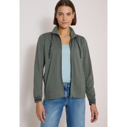 Cecil Damen Cardigandried olive gr&uuml;n, Gr. XL, unifarben, Stoff, 72% Viskose, 25% Polyester, 3% Elasthan, Strickjacken, mit Stehkragen