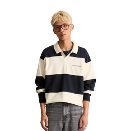 Marc O'Polo Herren Sweatshirt "mit Cut-&-Sew-Blockstreifen"dunkelblau, Gr. XL, MARC O'POLO DENIM, gestreift, Obermaterial: 100% Baumwolle, Sweatshirts