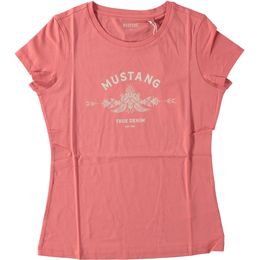 Mustang Damen Kurzarmshirt "Damen Style Alexia C Logo"rosa, Gr. XL, Jersey, 100% Baumwolle, Shirts