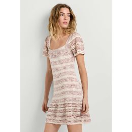 Pepe Jeans Damen Maxikleid "dress ALINA SHORT DRESS"powder rose pink, Gr. L, 67% Baumwolle, 25% Acryl, 8% Polyester, Kleider