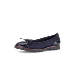 Gabor Damen Ballerina, Gr. 37,5, blau, Lacklederimitat, Ziegenveloursleder, Schuhe, Blockabsatz, Businessmode, Schl&uuml;pfschuh mit Zierschleife
