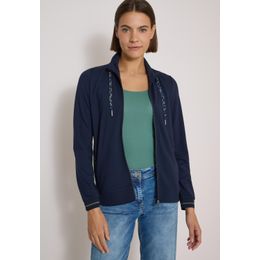 Cecil Damen Cardiganurban dunkelblau, Gr. L, unifarben, Stoff, 72% Viskose, 25% Polyester, 3% Elasthan, Strickjacken, mit Stehkragen