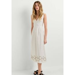 Pepe Jeans Damen Midikleid "midi dress FLOWER DRESS"wei&szlig;, Gr. M, 100% Baumwolle, Kleider