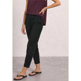 Street One Damen Stoffhoseschwarz, Gr. 44, unifarben, Stoff, 95% Viskose, 5% Elasthan, Hosen, mit Schnallen