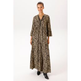 Aniston CASUAL Damen Maxikleidschwarz, beige, Gr. 46, Glitzerstreifen, bedruckt, gemustert, Web, Obermaterial: 100% Viskose, Kleider, mit grafischen