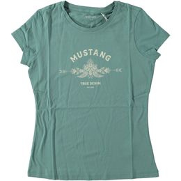 Mustang Damen Kurzarmshirt "Damen Style Alexia C Logo"gr&uuml;n, Gr. L, Jersey, 100% Baumwolle, Shirts