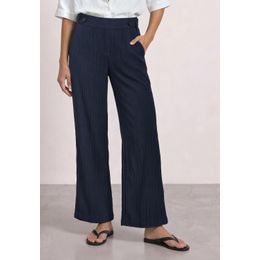 Street One Damen Stoffhoseschwarzest blau, Gr. 42, unifarben, Stoff, 56% Polyester, 41% Viskose, 3% Elasthan, Hosen, mit Wide Legs