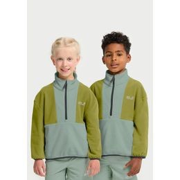 Jack Wolfskin Jungen Stehkragenpullover "COLORBLOCK TAUNUS HZ K"gr&uuml;nzinnia, Gr. 128, Obermaterial: 100% POLYESTER. Futter: 100% POLYESTER, Pullover,