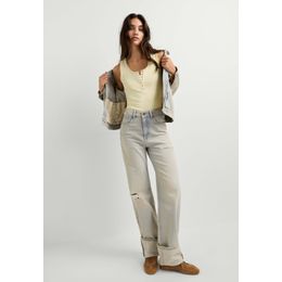 Pepe Jeans Damen Straight-Jeans "straight leg jeans EDEN HW STRAIGHT BEIGE TONE", grau, Gr. 26, 100% Baumwolle, Jeans