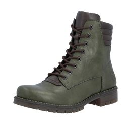 Rieker Damen Schn&uuml;rstiefelette, Gr. 42gr&uuml;n, Lederimitat, Schuhe, Schn&uuml;rboots, Profilsohle, mit Blockabsatz
