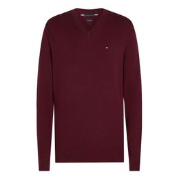 Tommy Hilfiger Herren V-Ausschnitt-Pullover "PIMA ORG CTN CASHMERE V NECK"deep rouge, Gr. M, Obermaterial: 92% Baumwolle, 8% Kaschmir, Pullover