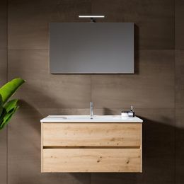 RIHO Porto Schrank mit Square Waschtisch, mit Spiegel Square B: 101,5 cm, F014009DP6+W018009005+F014016ALU+204927, Square
