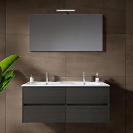 RIHO Porto Schrank mit Square Doppelwaschtisch, mit Spiegel Square B: 121,5 cm, F014011DP5+W018011005+F014017ALU+204927, Square