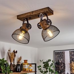 hofstein Orny Deckenleuchte Holz dunkel, Schwarz, 2-flammig