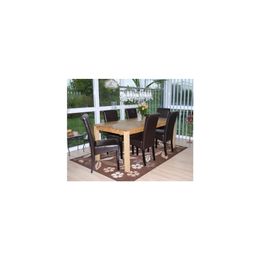 MCW 6er-Set Esszimmerstuhl Stuhl K&uuml;chenstuhl Lecce II, Leder ~ braun, dunkle Beine