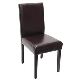 MCW Esszimmerstuhl Littau, K&uuml;chenstuhl Stuhl, Kunstleder ~ braun, dunkle Beine