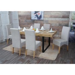 MCW 6er-Set Esszimmerstuhl Crotone, K&uuml;chenstuhl Stuhl, Stoff/Textil MVG-zertifiziert ~ creme beige, helle Beine
