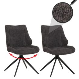 2er-Set Esszimmerstuhl MCW-O48, K&uuml;chenstuhl, drehbar Auto-Return, Stoff/Textil Chenille (320g/m&sup2;) &Ouml;ko-Tex ~ grau