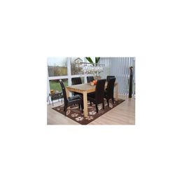 MCW 6er-Set Esszimmerstuhl K&uuml;chenstuhl Stuhl Crotone, LEDER ~ braun, dunkle Beine