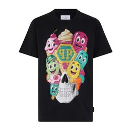 Philipp Plein Round Neck T-Shirt Little Ice Cream Skull