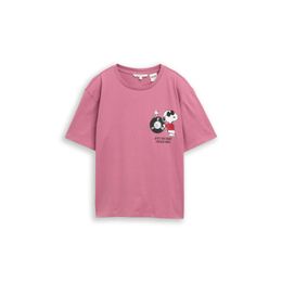 Tom Tailor Denim Damen Boxy Fit T-Shirt mit Snoopy-Print, rosa, Uni, Gr. M