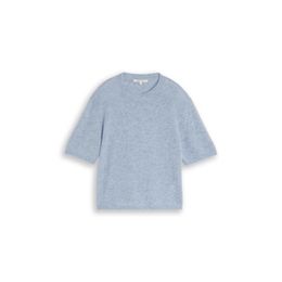 Tom Tailor Denim Damen Lightweight Strickpullover mit Alpaka-Anteil, blau, Meliert, Gr. XL