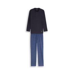 Tom Tailor Herren Pyjama-Set mit Karomuster, blau, Kariert, Gr. 48
