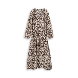 Tom Tailor Damen Maxi-Kleid mit Leo-Print, braun, Animalprint, Gr. 38