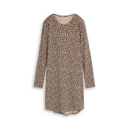 Tom Tailor Damen Nachthemd mit Leo-Print, beige, Animalprint, Gr. 36