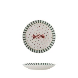 Bloomingville Yule Teller gr&uuml;n aus Steingut &Oslash; 16xH3 cm